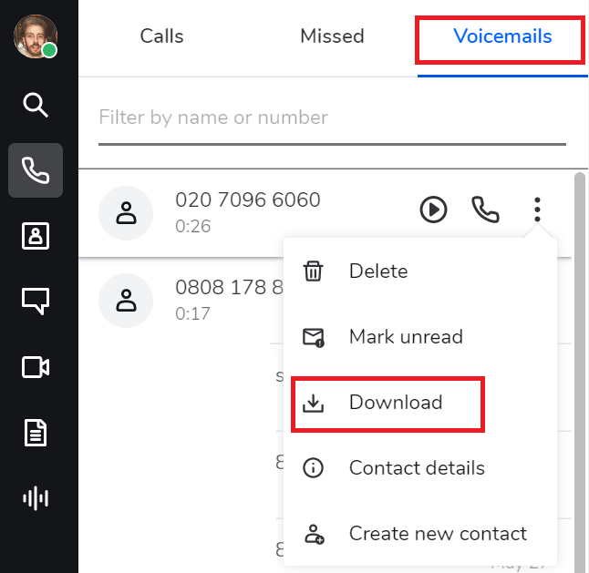 How do I download my Voicemails?